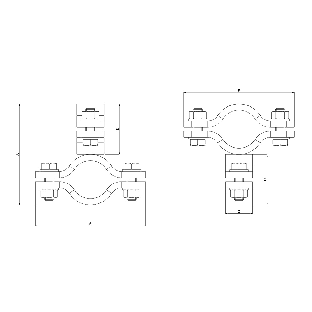 Anchoring double inverted clamp for round profile attachment | INGESCO