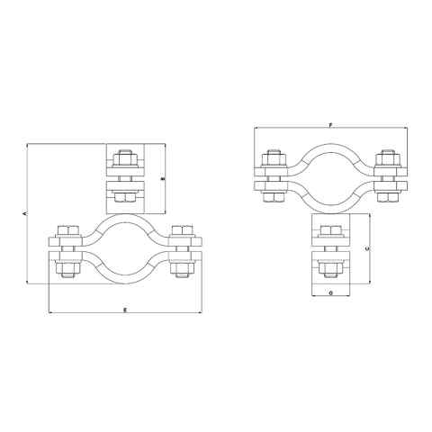 Anchoring double inverted clamp for round profile attachment | INGESCO