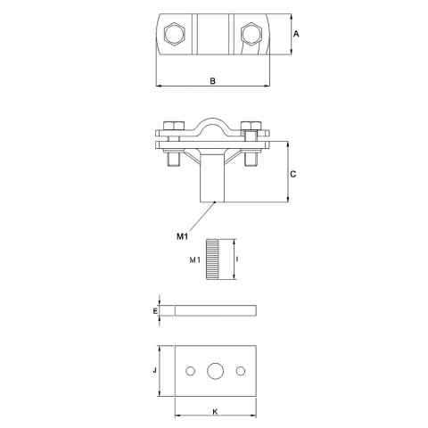 Folding clamp with foot for 50-70mm2 cable | INGESCO