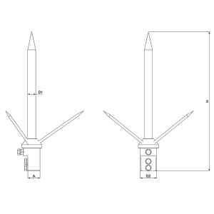 Multiple lightning rod adaptable to mast | INGESCO